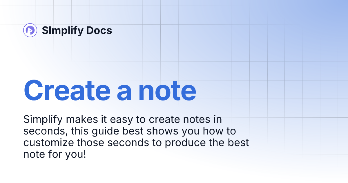 Create a note | SImplify Docs